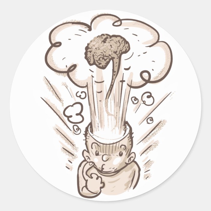 brain explosion cartoon classic round sticker | Zazzle.com