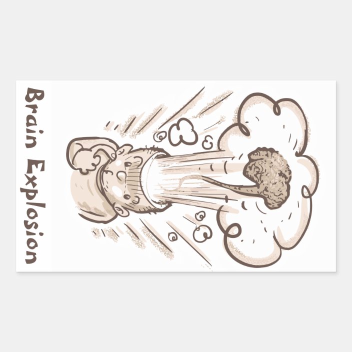 brain explosion funny cartoon rectangular sticker | Zazzle.com