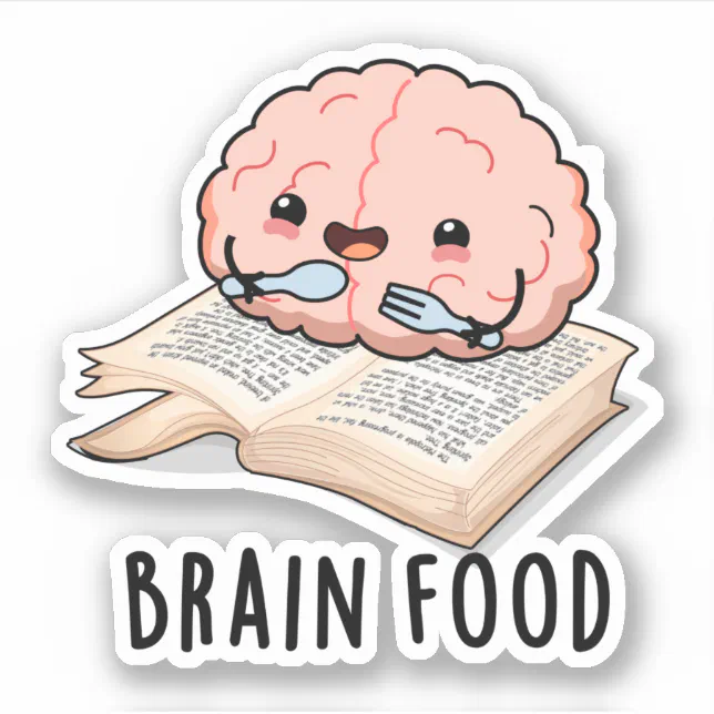 Brain Food Funny Anatomy Pun Sticker | Zazzle