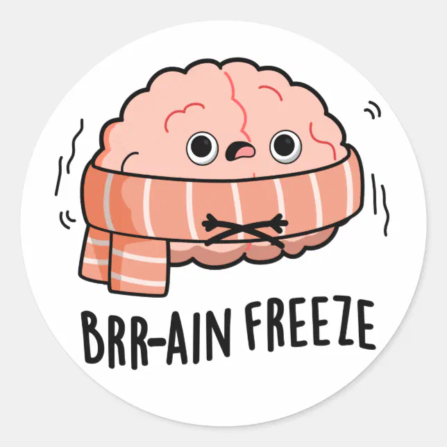 Brain Freeze Funny Biology Anatomy Pun Classic Round Sticker | Zazzle