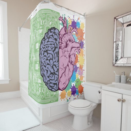 Brain heart balance emotion shower curtain | Zazzle