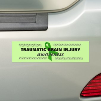 Brain Injury Green Ribbon Bumper Sticker | Zazzle