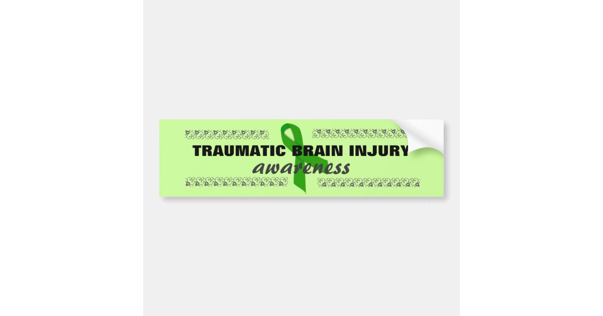 Brain Injury Green Ribbon Bumper Sticker | Zazzle