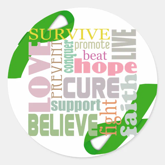 Brain Injury Green Ribbon Inspiration Stickers | Zazzle