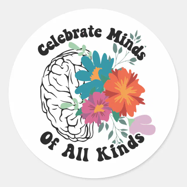 Brain Neurodiversity, ADHD, Mental health, Classic Round Sticker | Zazzle