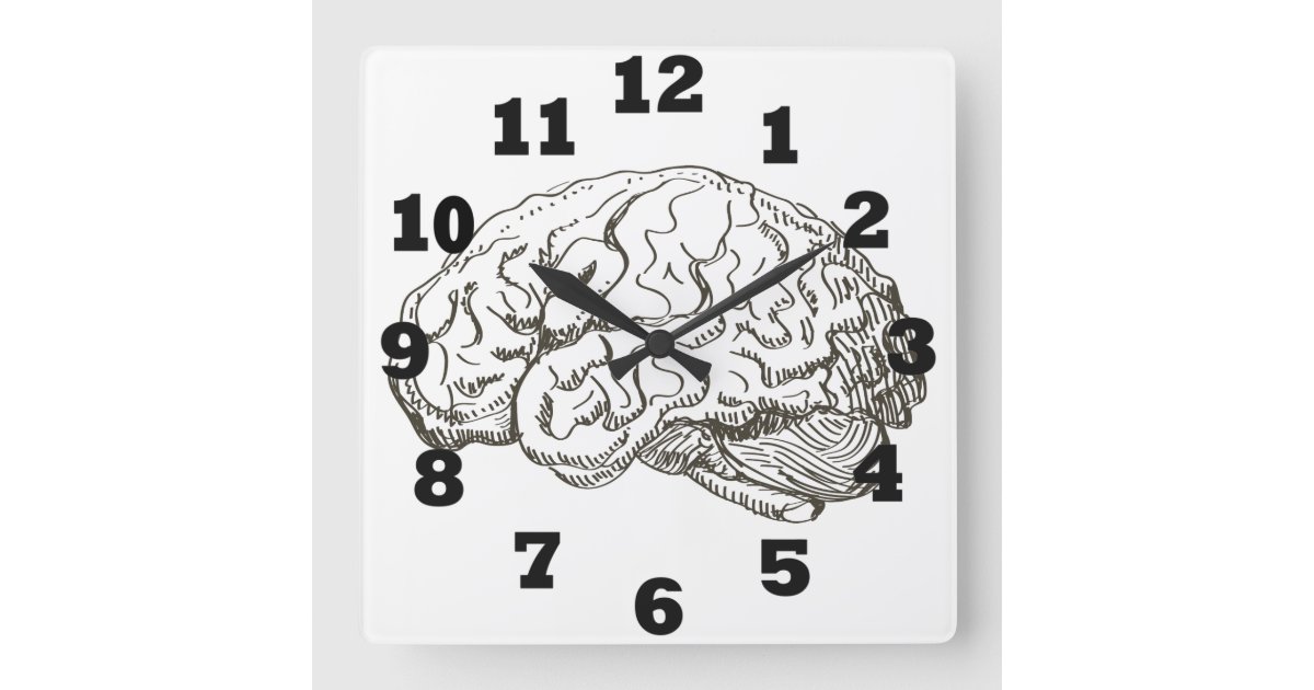 Brain Square Wall Clock | Zazzle