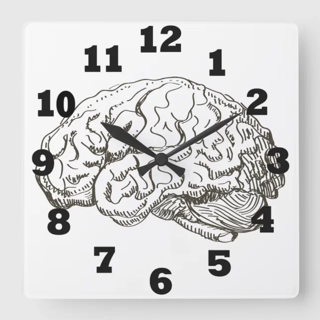 Brain Square Wall Clock | Zazzle