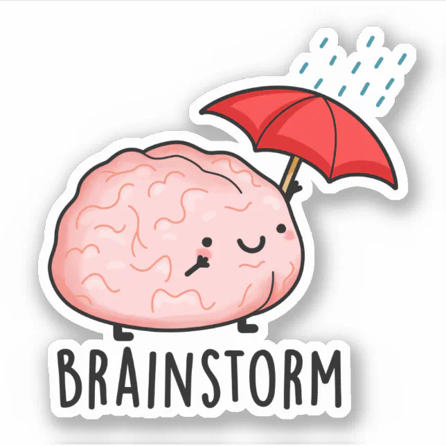 Brain Storm Funny Anatomy Pun Sticker | Zazzle