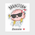 Brain Storm Funny Weather Pun Sticker | Zazzle