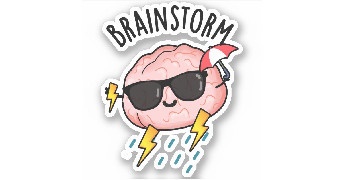 Brain Storm Funny Weather Pun Sticker | Zazzle