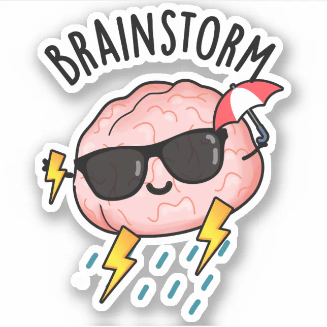 Brain Storm Funny Weather Pun Sticker | Zazzle