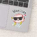 Brain Storm Funny Weather Pun Sticker | Zazzle