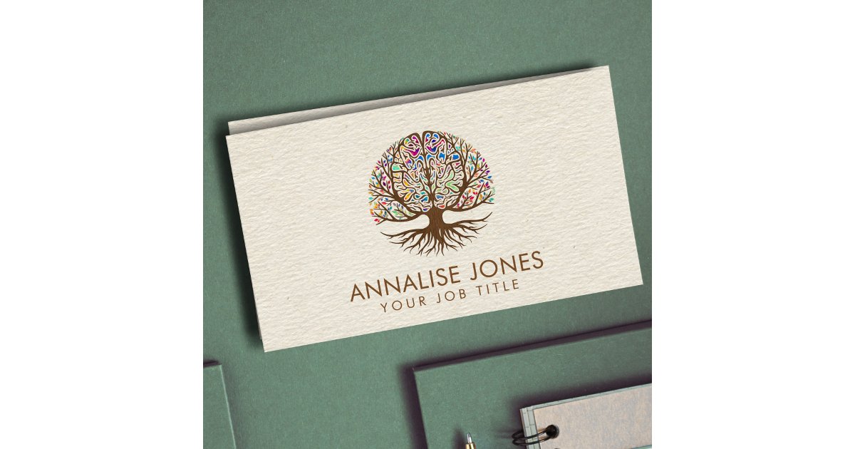 Brain Tree of life - Colorful Leaves Business Card | Zazzle