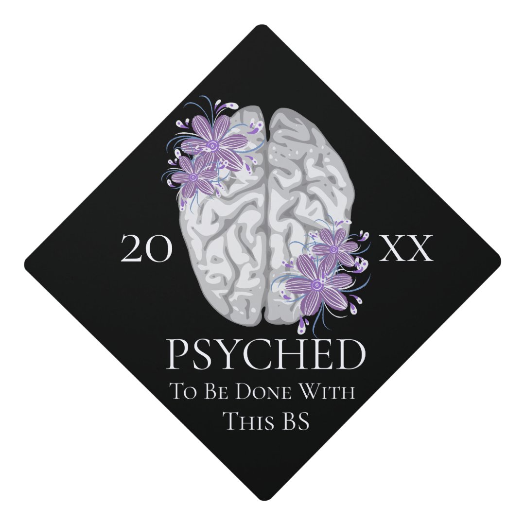 Brain with Purple Flowers Graduation Cap Topper | Zazzle