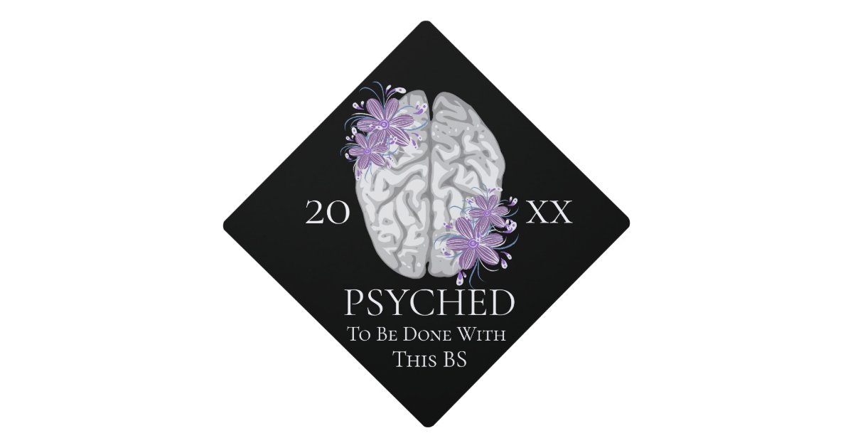Brain with Purple Flowers Graduation Cap Topper | Zazzle