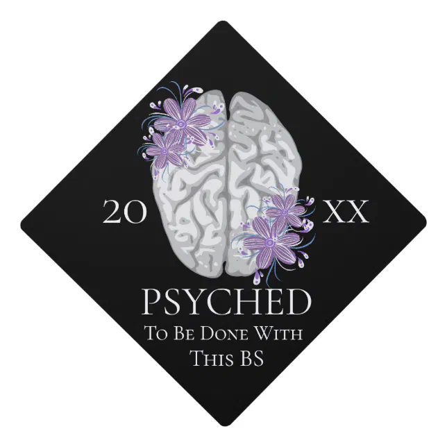 Brain with Purple Flowers Graduation Cap Topper | Zazzle