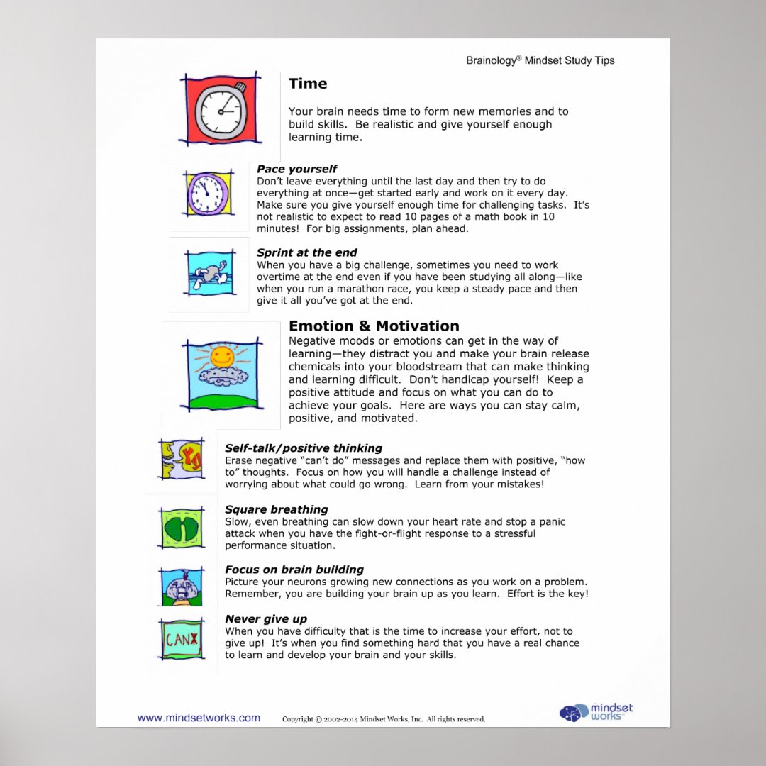 Brainology® Poster 7: Managing Time and Emotions | Zazzle