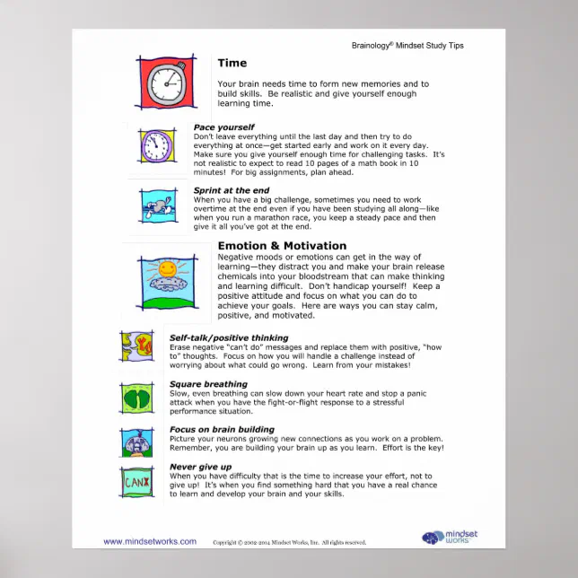 Brainology® Poster 7: Managing Time and Emotions | Zazzle