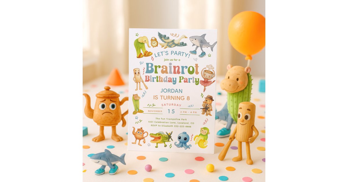 Brainrot Meme Birthday Party Invitation | Zazzle