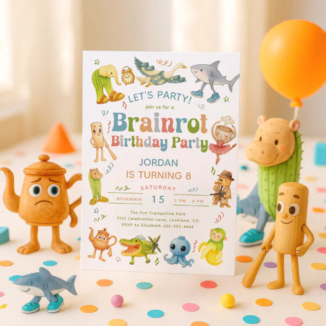 Brainrot Meme Birthday Party Invitation | Zazzle