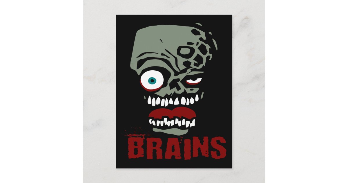 Brains zombie postcard | Zazzle