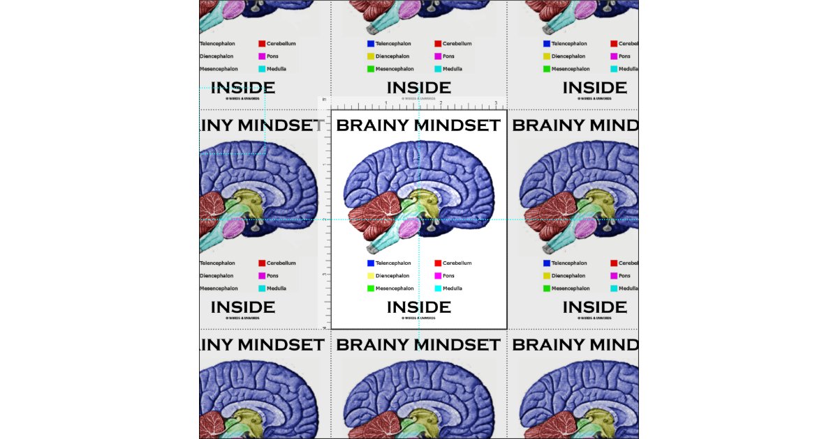 Brainy Mindset Inside Anatomical Brain Humor Fabric | Zazzle