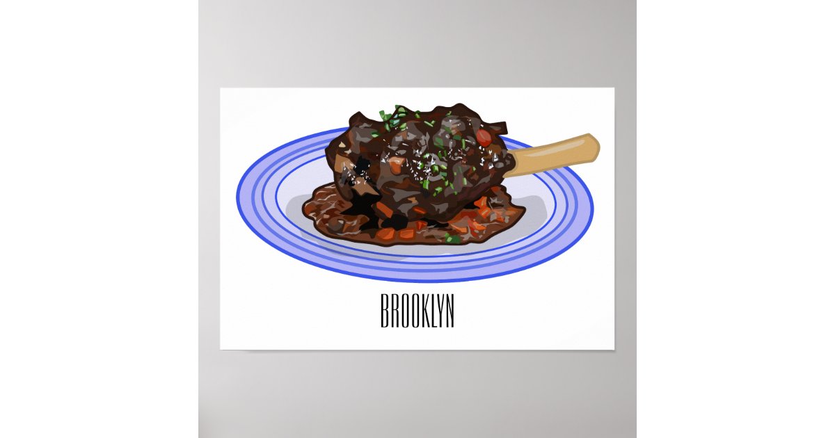 Braised lamb shank cartoon illustration Poster | Zazzle