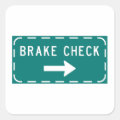 Brake Check Road Sign with Arrow Square Sticker | Zazzle
