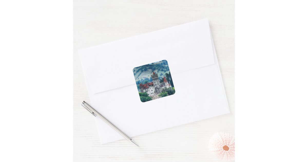 Bran castle square sticker | Zazzle