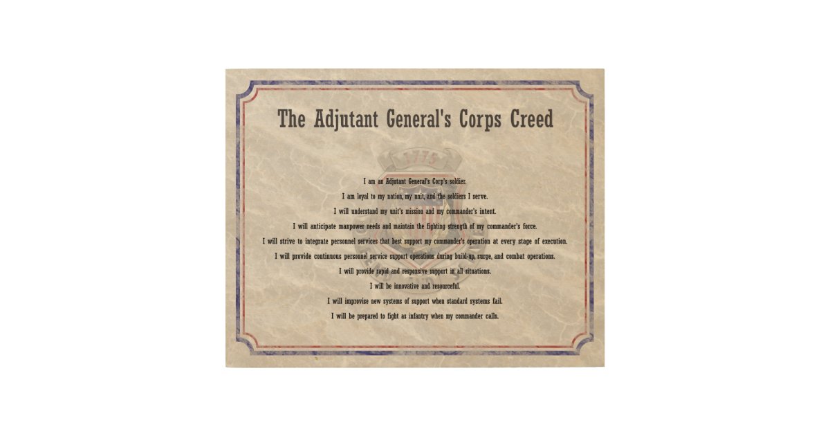 Branch Creeds - Adjutant General Wood Print | Zazzle