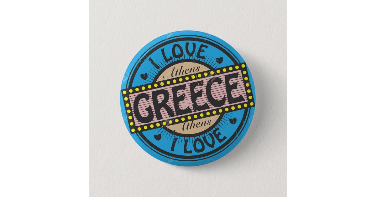 BRAND NEW!! - I LOVE ATHENS GREECE PIN BACK BADGE | Zazzle