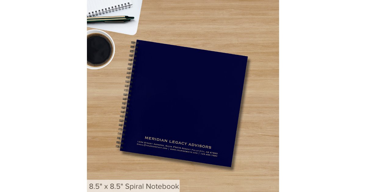Branded Notebook Navy and Blue Typographic Design | Zazzle