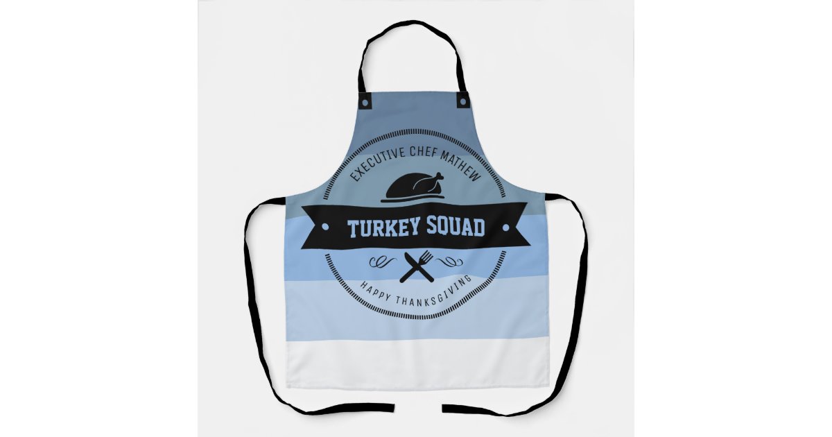 Branded Turkey Squad Ombre Blue Stripe Hipster Apron | Zazzle