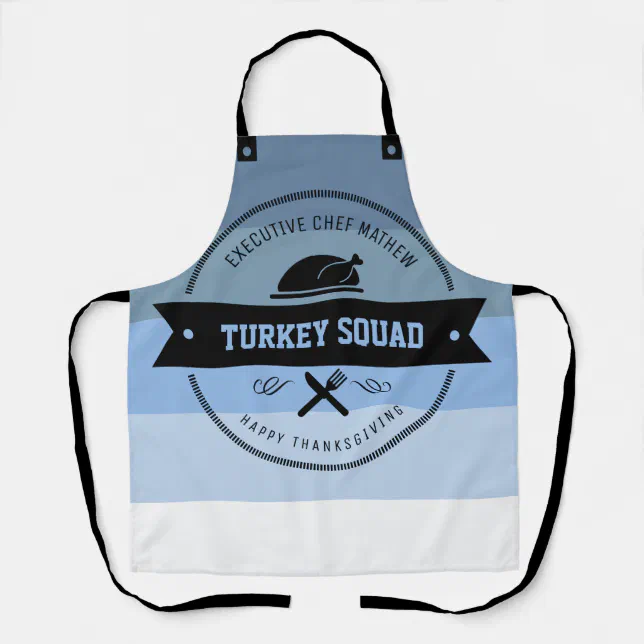 Branded Turkey Squad Ombre Blue Stripe Hipster Apron | Zazzle
