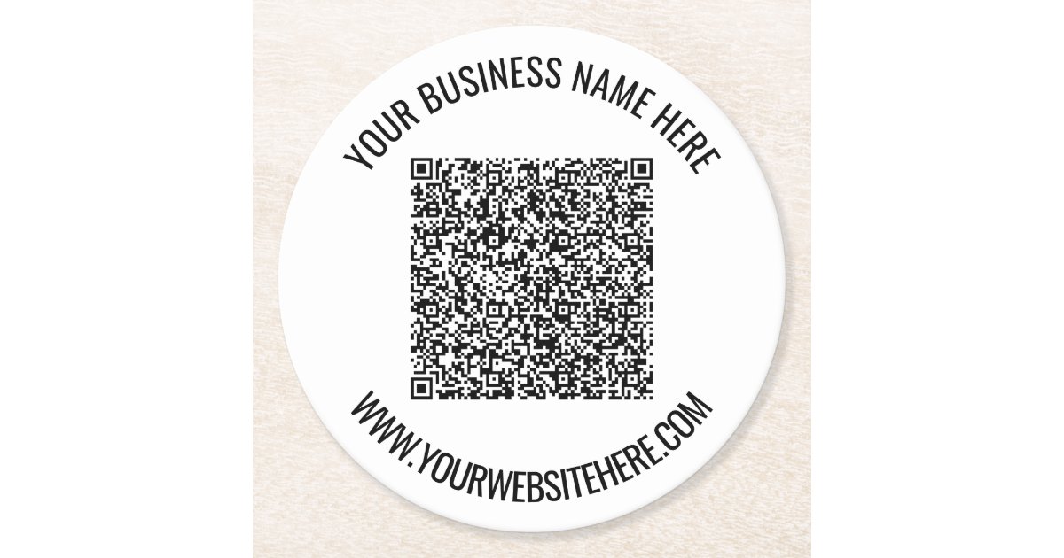 Branded Your QR Code and Custom Text Paper Coaster | Zazzle