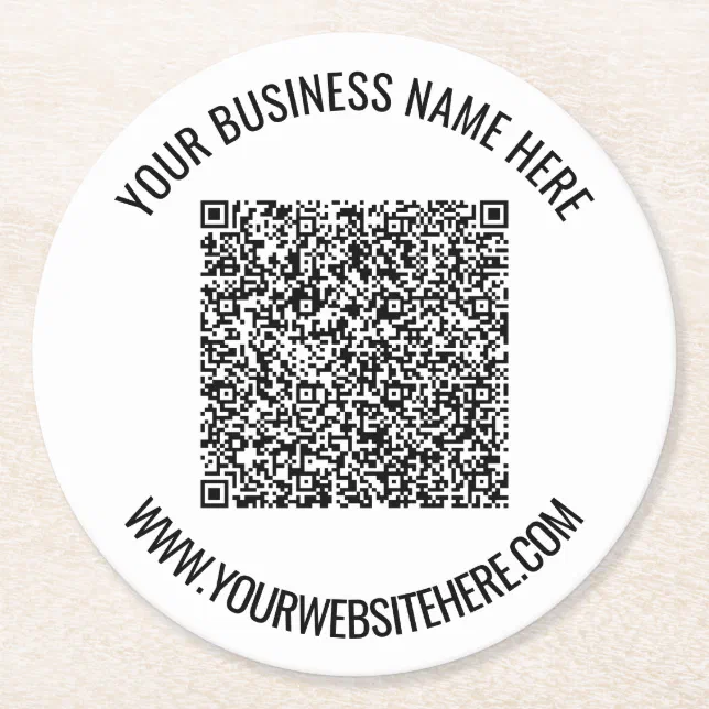 Branded Your QR Code and Custom Text Paper Coaster | Zazzle