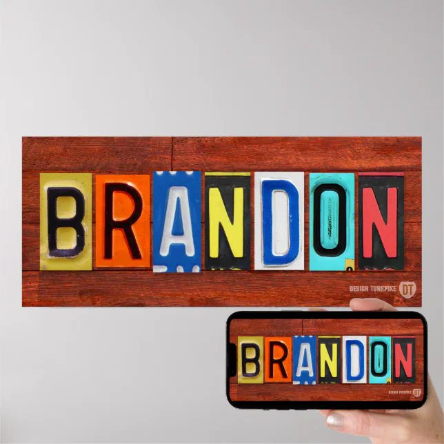 BRANDON License Plate Letter Name Sign Poster | Zazzle