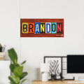 BRANDON License Plate Letter Name Sign Poster | Zazzle