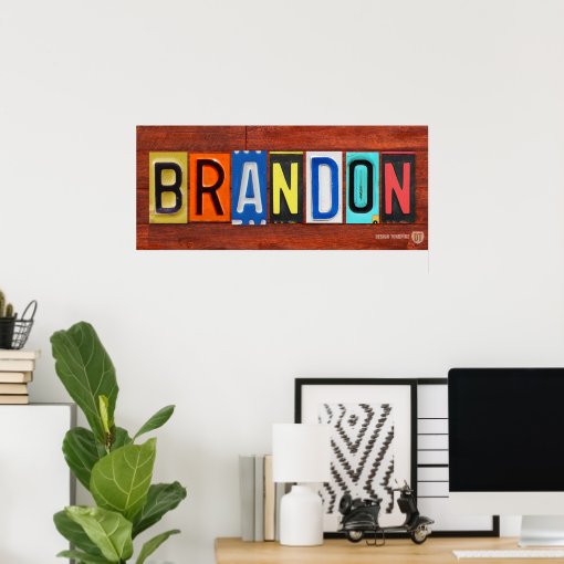 BRANDON License Plate Letter Name Sign Poster | Zazzle