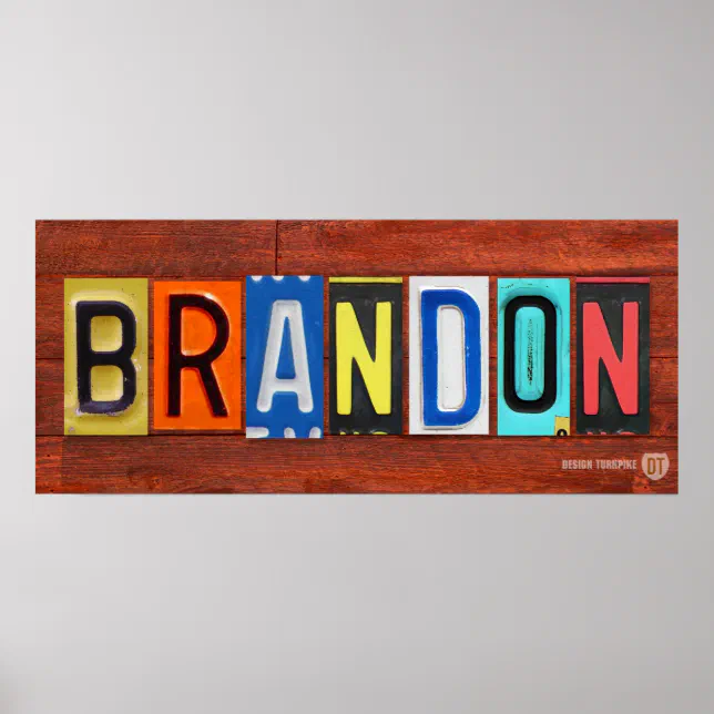 BRANDON License Plate Letter Name Sign Poster | Zazzle