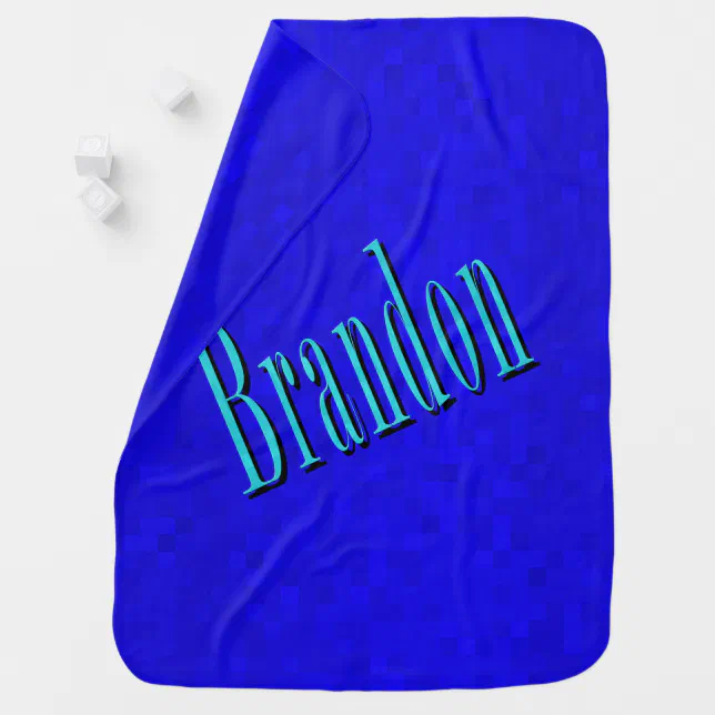 Brandon, Name Logo On Blue Mosaic, Swaddle Blanket | Zazzle
