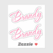 Brandy Decorative Name in Pink x2 Sticker | Zazzle