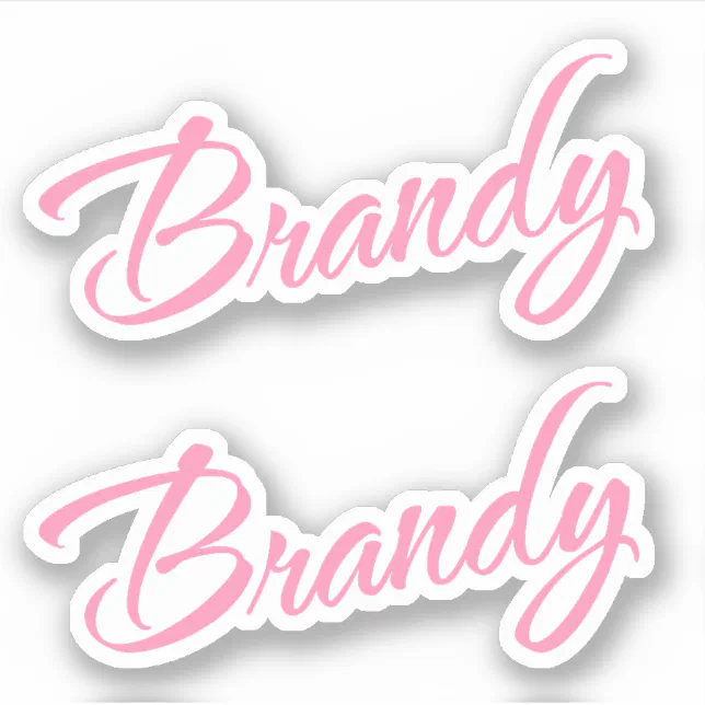 Brandy Decorative Name in Pink x2 Sticker | Zazzle