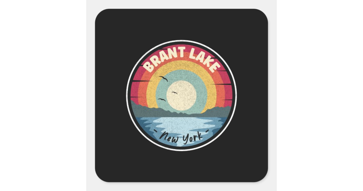 Brant Lake New York Colorful Scene Square Sticker | Zazzle