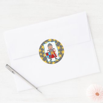 Brave Knight Boy Birthday Party Classic Round Sticker | Zazzle
