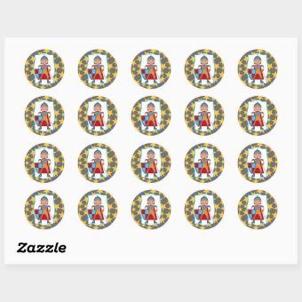 Brave Knight Boy Birthday Party Classic Round Sticker | Zazzle