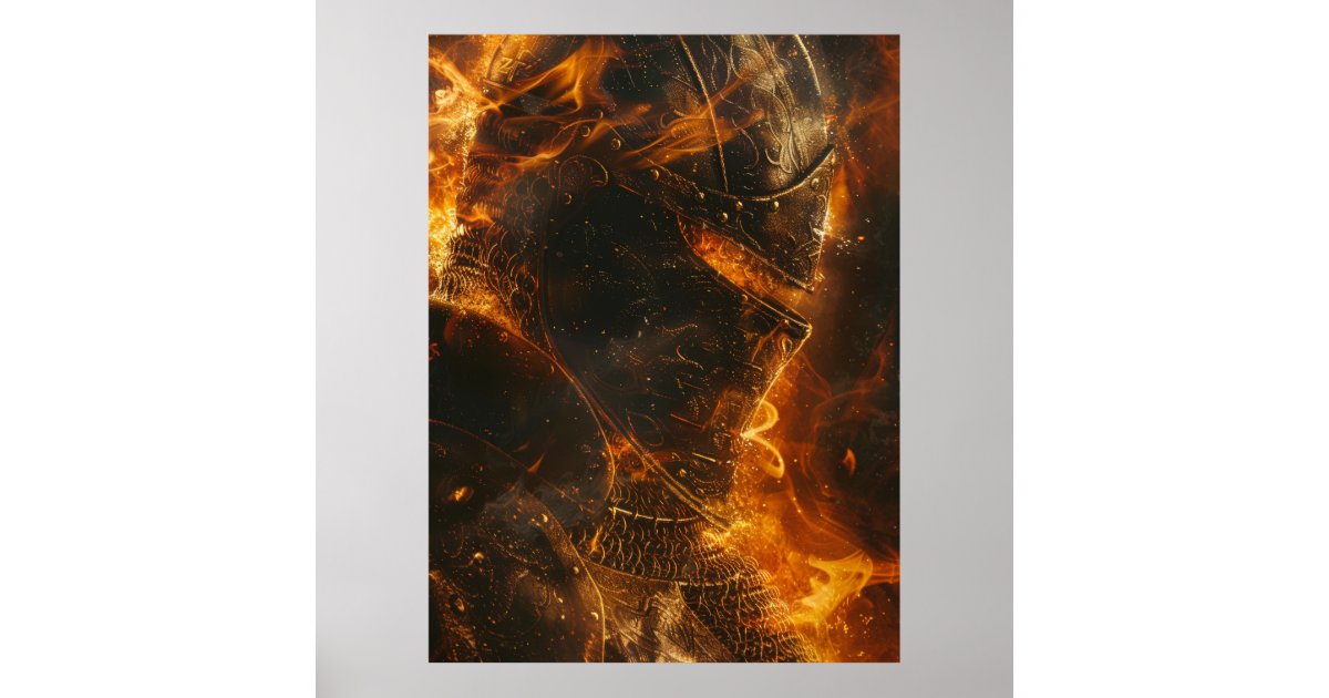 Brave Medieval Knight Close-Up Poster | Zazzle