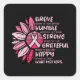 Brave Strong Grateful Breast Cancer Awareness Square Sticker | Zazzle