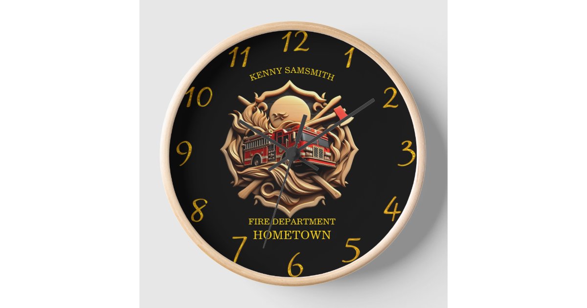 Bravery And Dedication Fire Department Clock | Zazzle