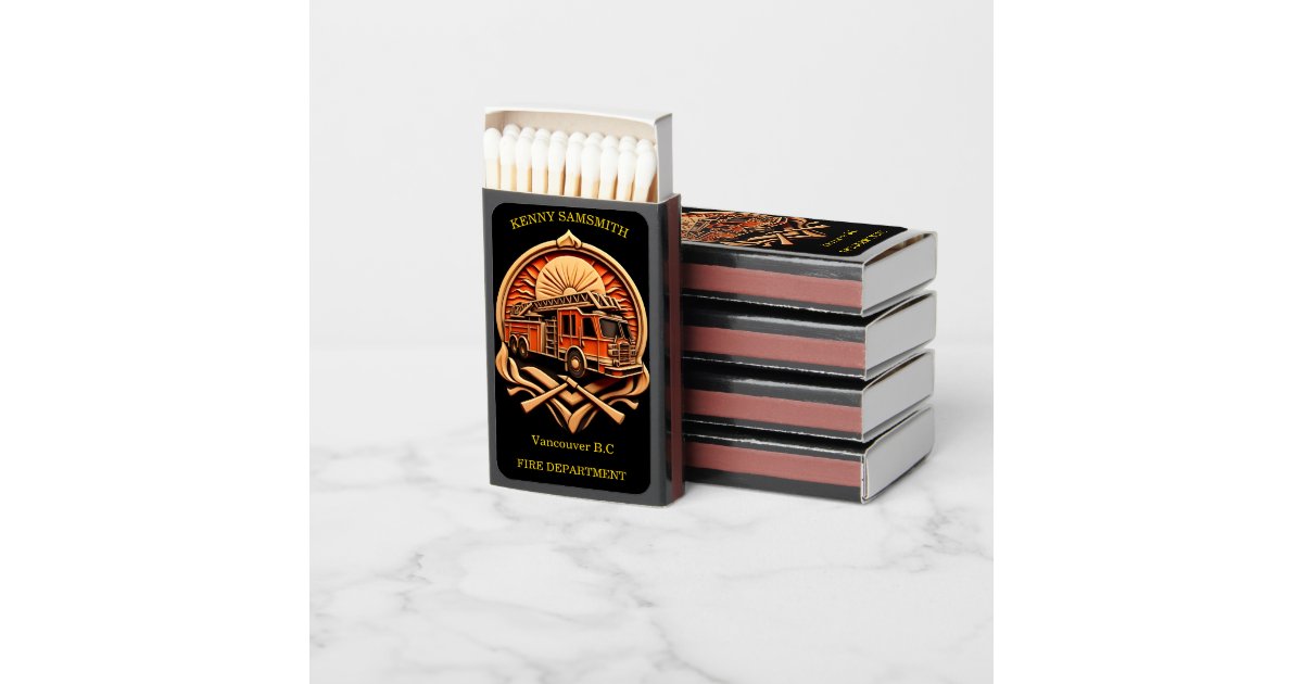 Bravery And Dedication Fire Department Matchboxes | Zazzle